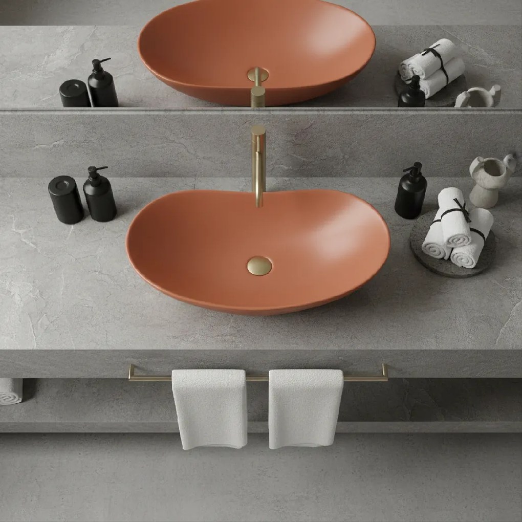 Rea Royal, umyvadlo na desku 615×360×155 mm, oranžová matná, REA-U3530