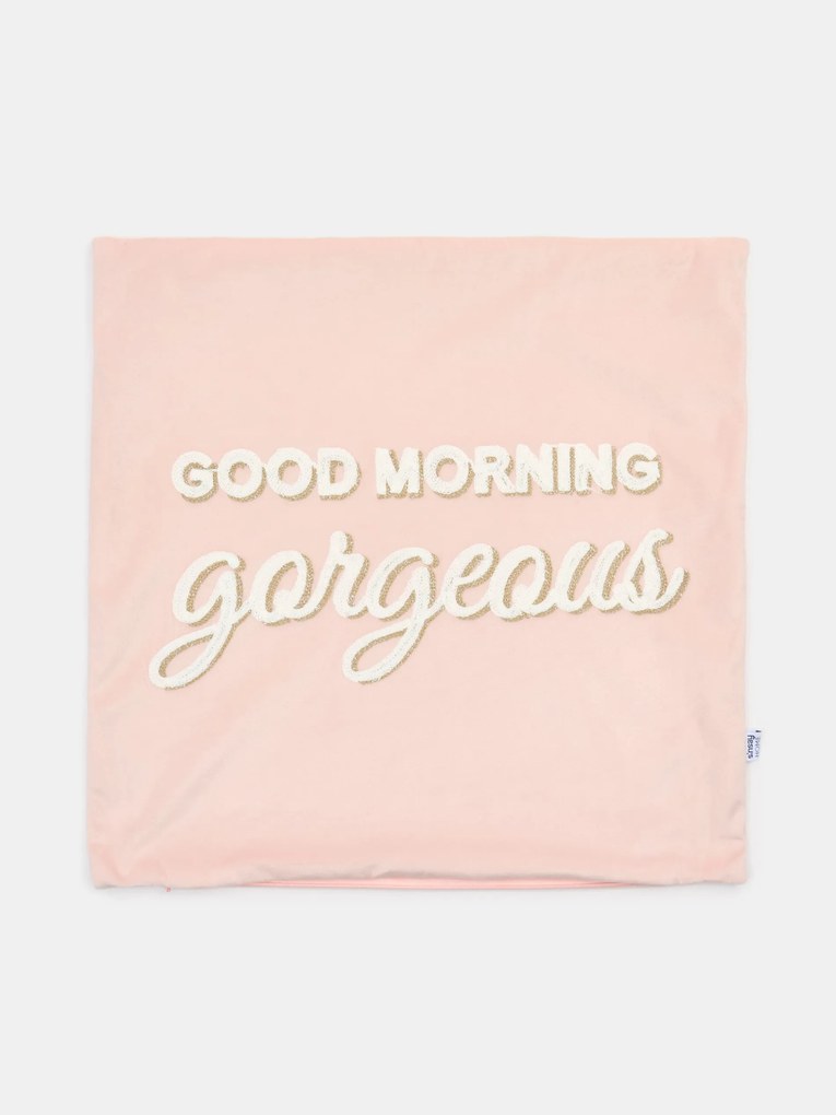 Sinsay - Decorative pillowcase with sequin inscription Good Morning gorgeous - růžová
