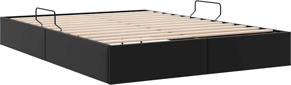 Postel s úložným prostorem Černá 137 x 190 cm Umělá kůže 3369972