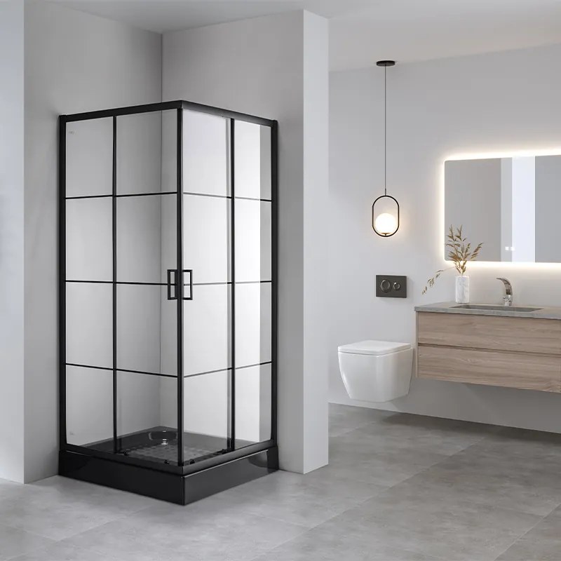 BPS-koupelny Čtvercový sprchový kout BL32B 90x90 černá/transparent + vanička SXL02B BL černá