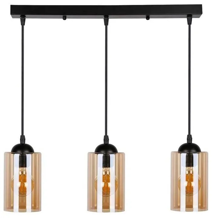 Černé závěsné svítidlo se skleněným stínidlem 10x55 cm Bistro – Candellux Lighting