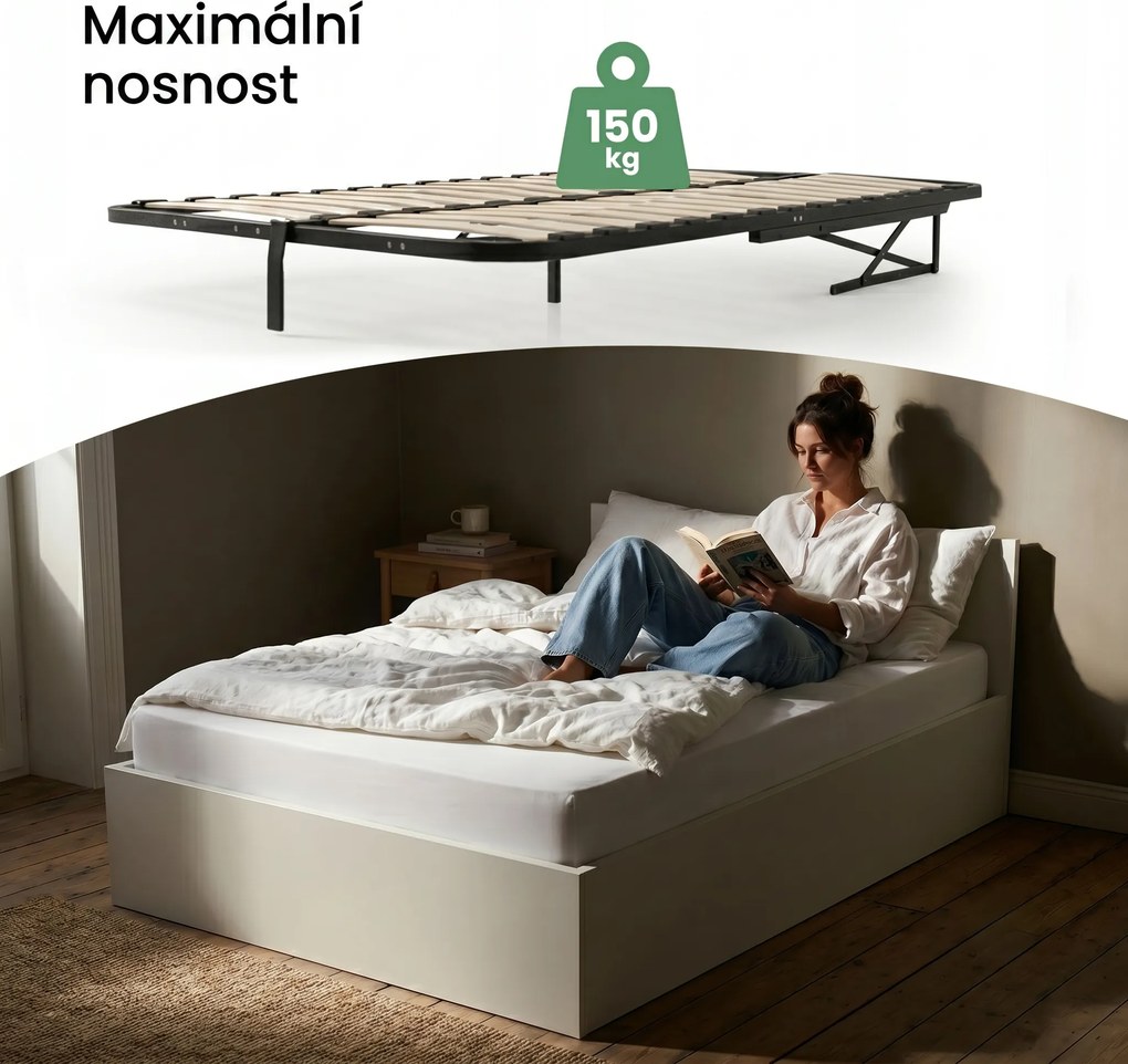 Jednolůžková postel Trento 100x200 se zvedacím roštem bílá