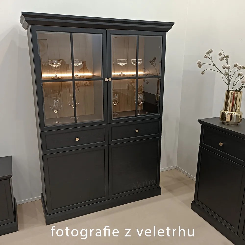 LUCCA c | vitrína W2D s policemi | 102,4 cm | černá