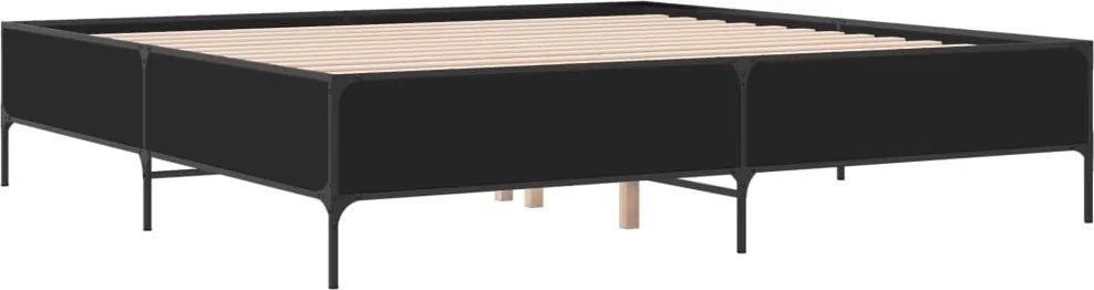 Rám postele černý 200 x 200 cm kompozitní dřevo a kov 3279777