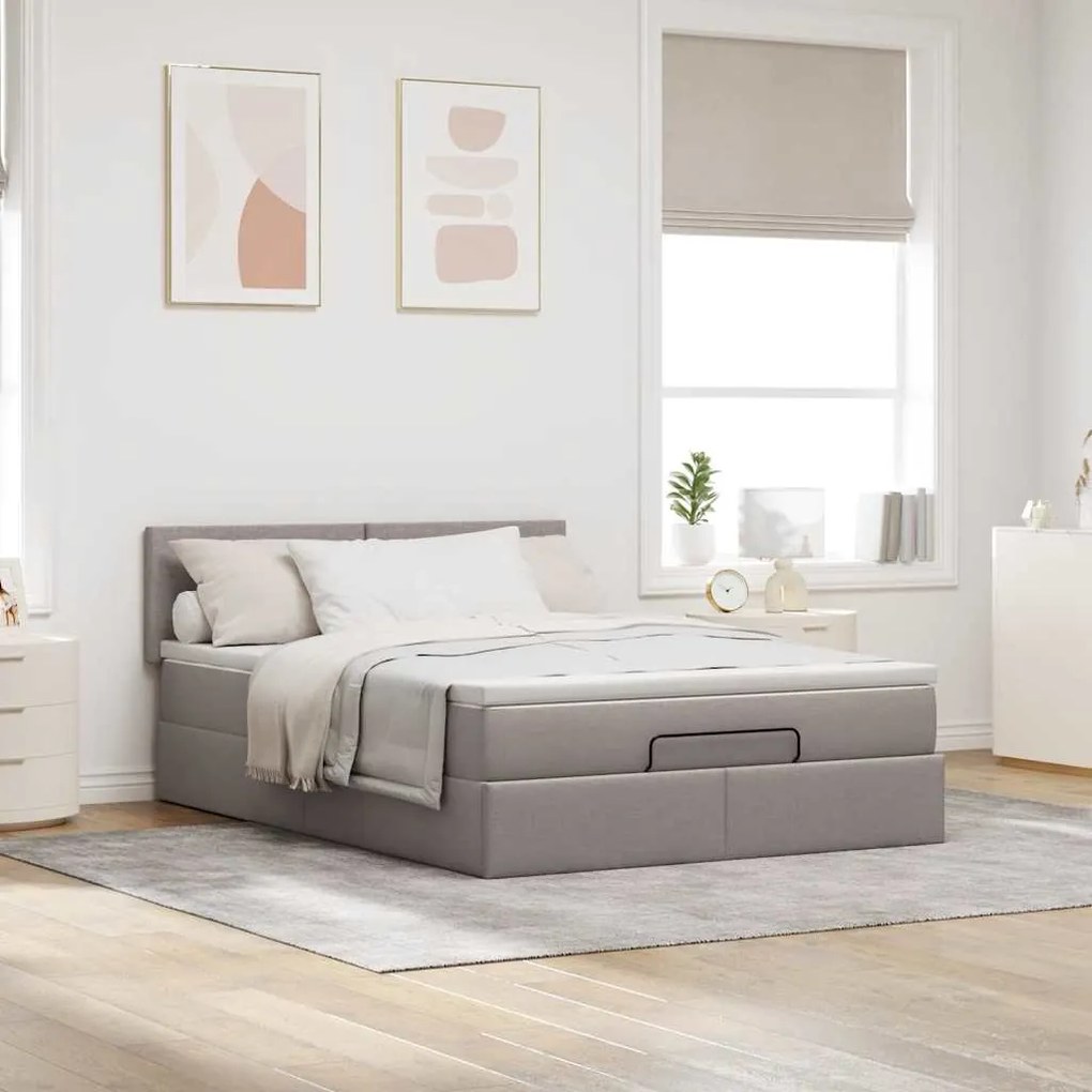 Osmanský postel s matrací taupe 140x190 cm textil 3311377
