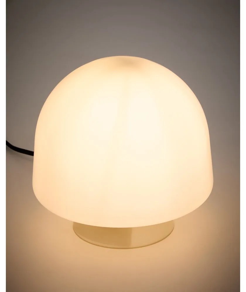 Stolní lampa šedobéžová se skleněným stínidlem (výška 20 cm) Reig – Kave Home
