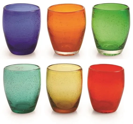 Sada 6 barevných skleniček z foukaného skla Villa d'Este Calamoresca, 280 ml