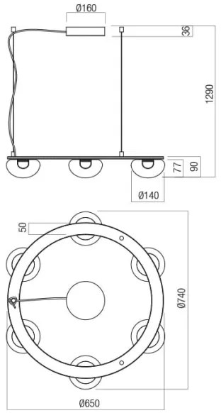 Redo 01-3248- LED Stmívatelný lustr na lanku SINCLAIR LED/37,2W/230V CRI 93 IP21