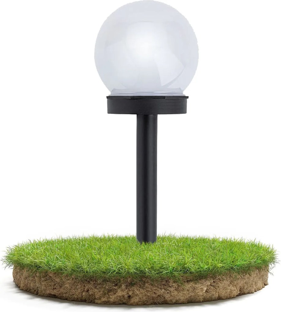 SADA 4 solárních zahradních lamp, LED, BÍLÉ, 10 cm, vodotěsné, IP44