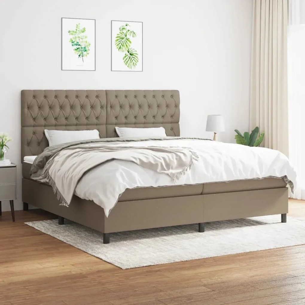 Box spring postel s matrací textil taupe