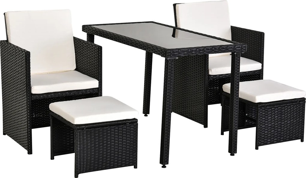 Outsunny polyratanový jídelní set 11 ks s polštáři černý, odolný proti povětrnostním vlivům a elegantní pro zahradu a terasu