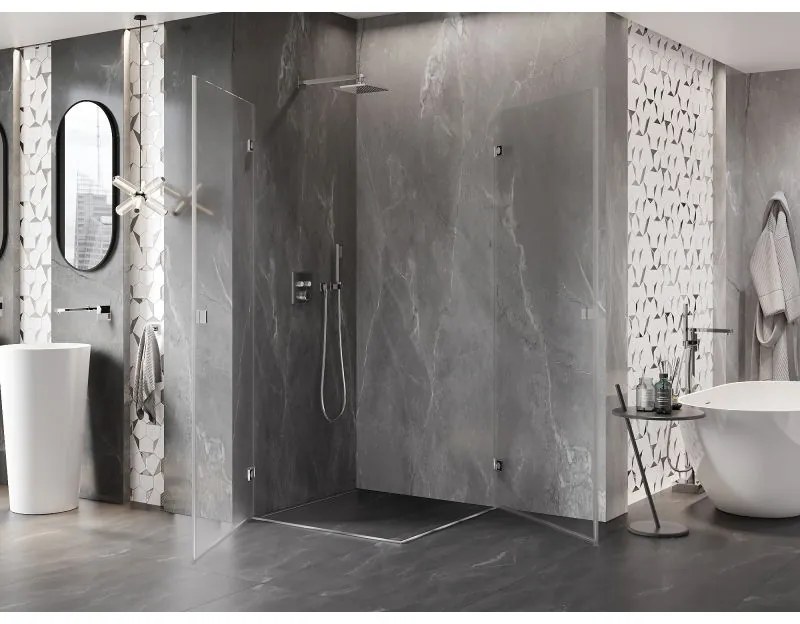 Mexen Lunar-B Duo, výklopný sprchový kout 85 x 85 cm, 8mm čiré sklo, chromový profil, 832-085L-085P-01-00