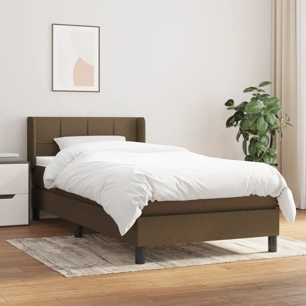 Box spring postel s matrací tmavě hnědá 90x190 cm textil 3129676