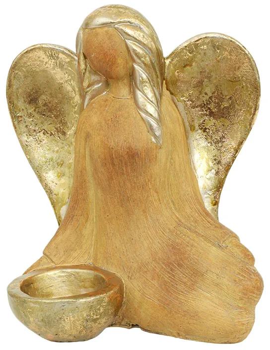 Anděl svícen, barva bronzová, polyresin | BIANO