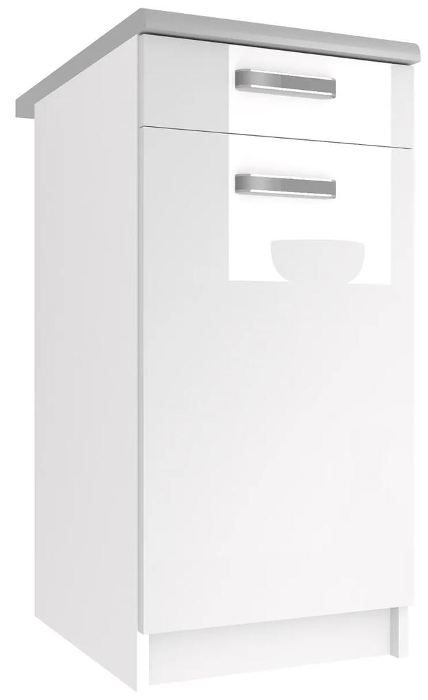 Kuchyňská skříňka Belini spodní se zásuvkami 40 cm bílý lesk s pracovní deskou  INF SDSZ1-40/1/WT/W/0/F