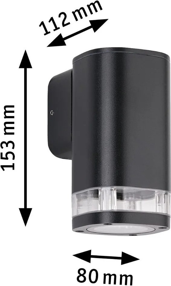 P 94718 Venkovní nástěnné svítidlo Colum IP44 80x112mm max. 20W 230V antracit hliník - PAULMANN