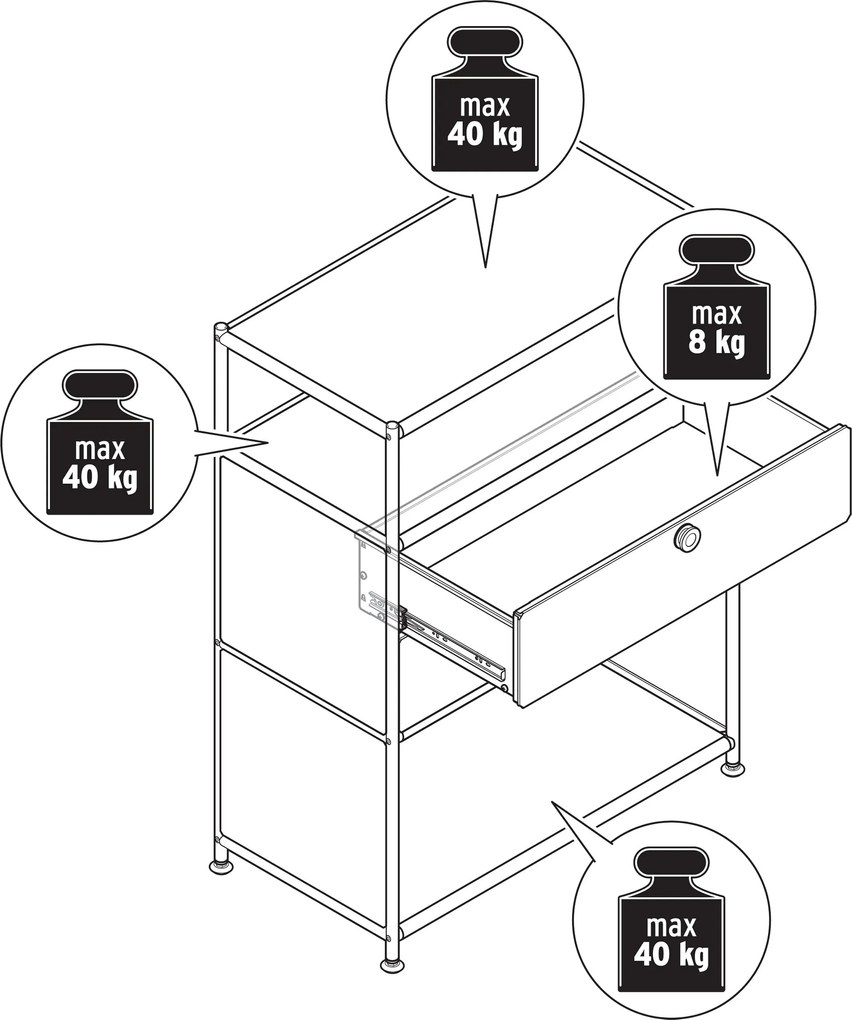 Tchibo - Kovová komoda »Cn3« se 2 zásuvkami