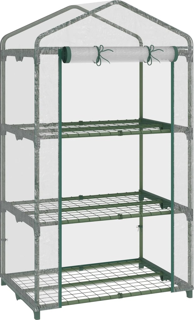Outsunny 3-vrstvý Zahradní Skleník s 3 Policemi a Zipovým Dveřmi pro Pěstování Květin a Zeleniny 69x49x125 cm Průhledný | Aosom