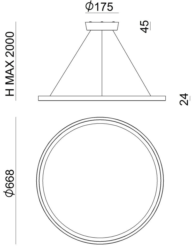 Stilnovo 8619 Hinomaru, červenozlaté závěsné kruhové LED svítidlo, 42W LED 3000K stmívatelné, prům. 67cm