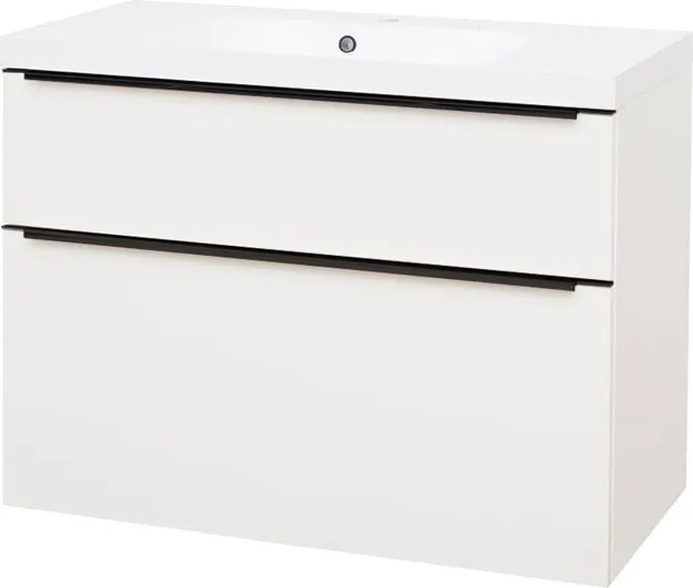 Mereo Mereo, Mailo, koupelnová skříňka s umyvadlem z litého mramoru 101 cm, černé madlo, CN512MB