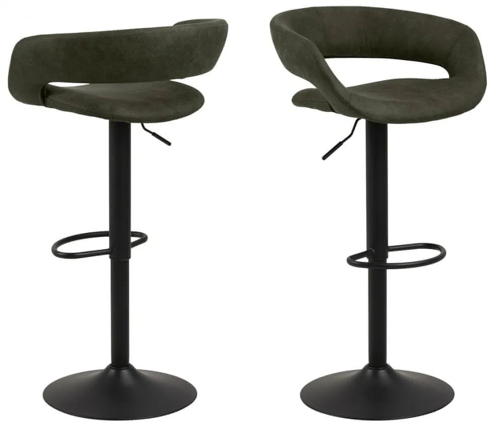 Design scandinavia Barové židle Grace (SET 2ks), tkanina, olivová