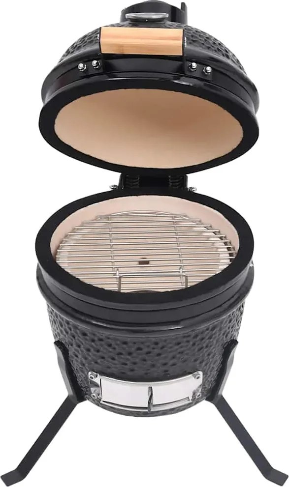 Zahradní gril a udírna 2 v 1 Kamado keramický 56 cm černý 316093