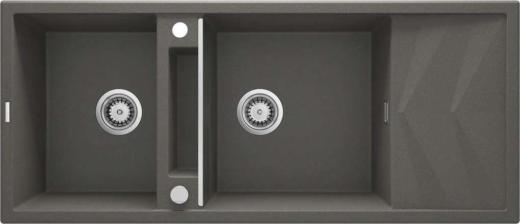 Deante Magnetic, 2-komorový granitový dřez s odkapávačem 1160x500x224 mm, antracitová metalíza, DEA-ZRM_T213