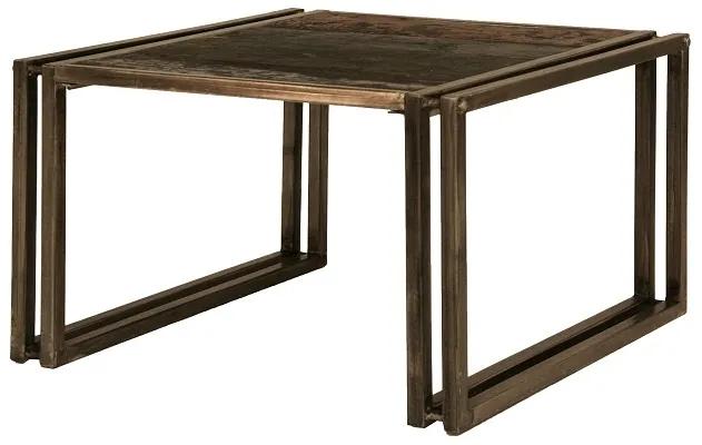 Bighome - PORTO konferenční stolek - 70x70cm lakované staré indické dřevo