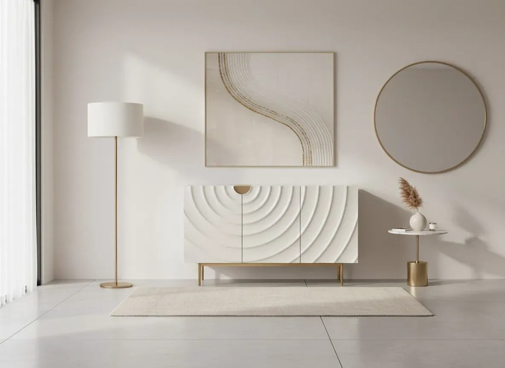 Komoda Stilig ST321 150 cm ecru/zlatá/mramor