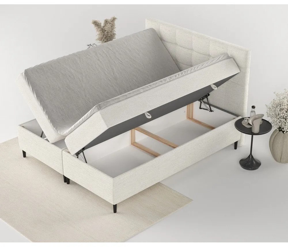 Krémová boxspring postel s úložným prostorem 160x200 cm Urbaneo – Maison de Rêve