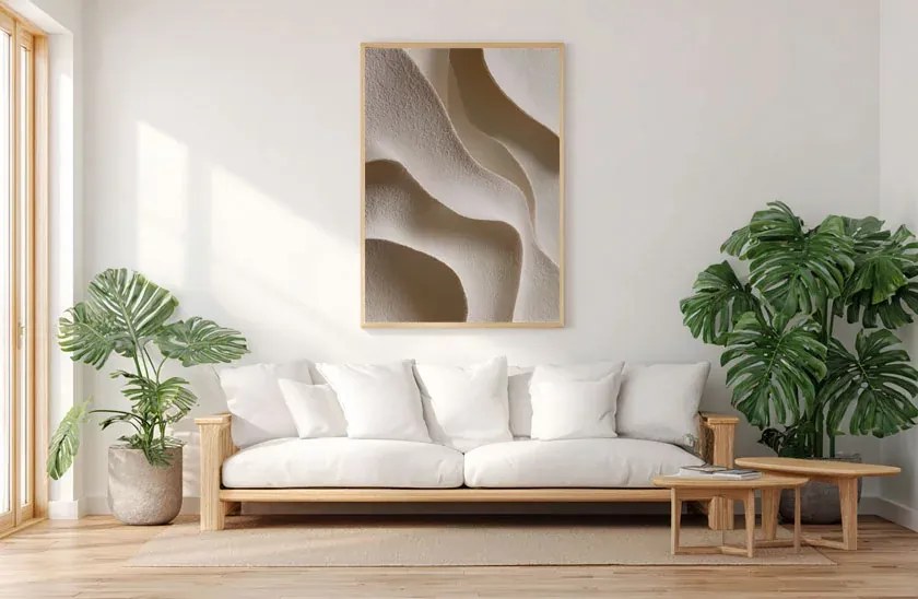 Písečné vlny - obraz - Minimalistická abstrakce v přírodních tónech 69 - 50 x 70 cm - 649 Kč