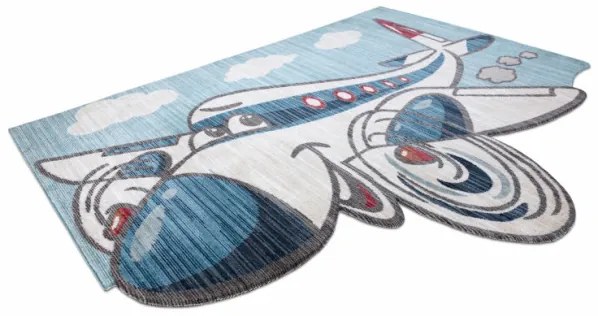 Dětský koberec TOYS 75320 létadlo 3D - tyrkys, krém