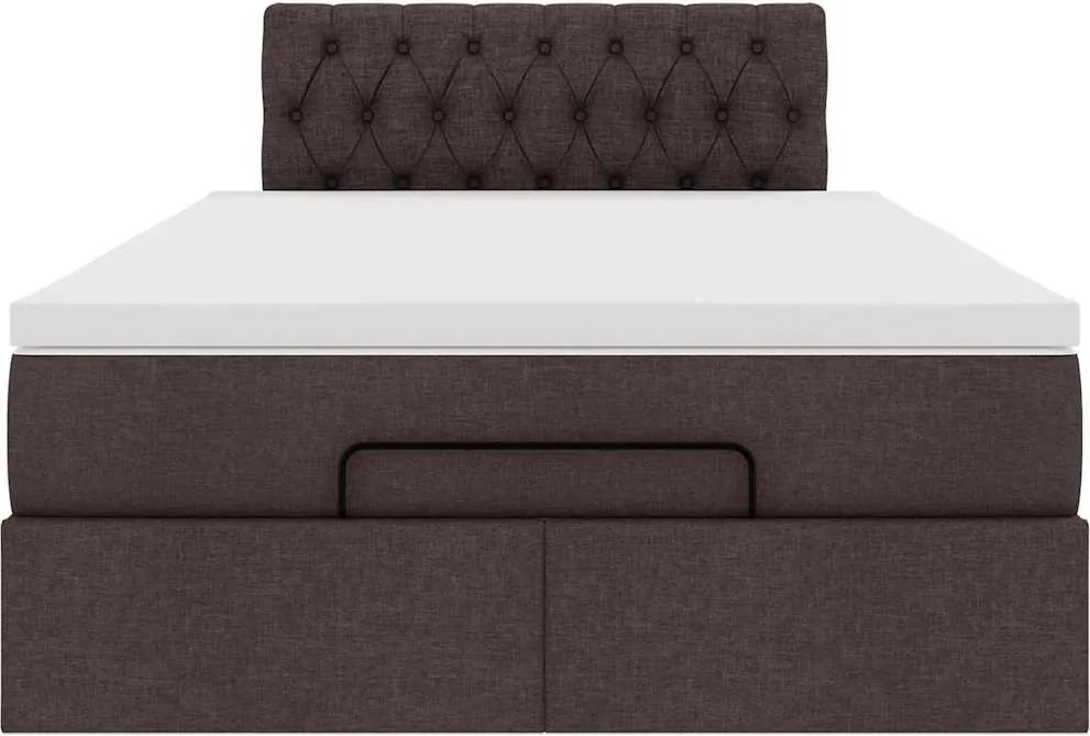 Osmanský rám postele s matrací tmavě hnědá 120x190cm textil 3311528