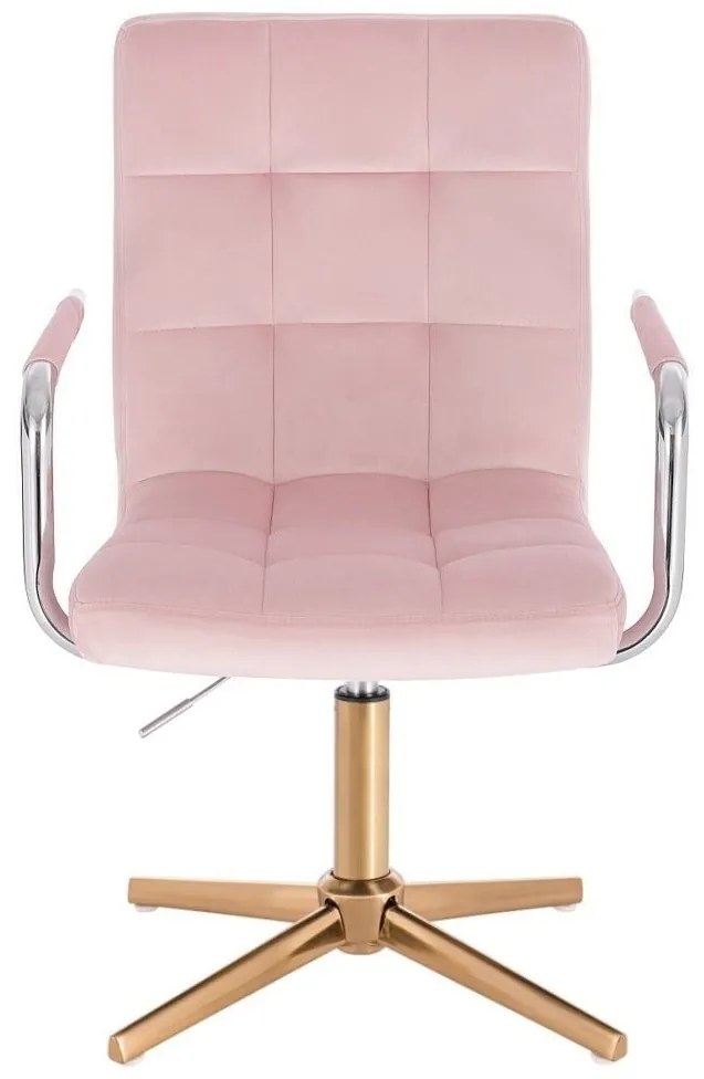 LuxuryForm DESIGN Otočná židle VERONA VELUR na zlatém kříži - růžová