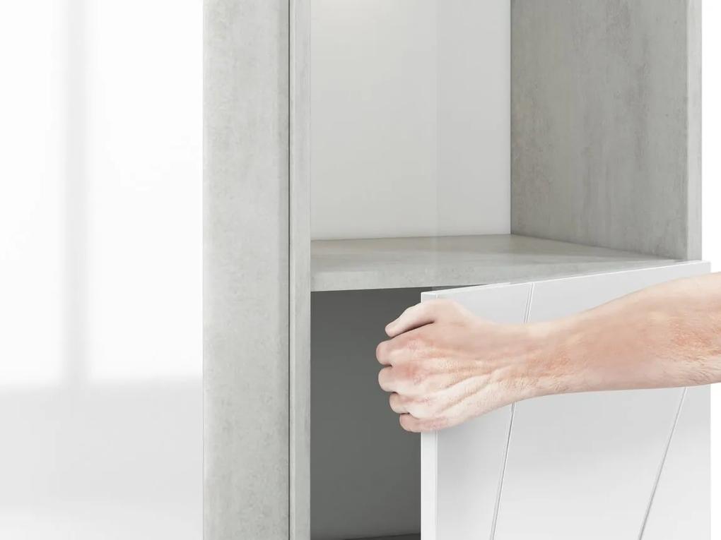 Casarredo - Komfort nábytek Vitrína RUBENS s LED sovětlením, pravá, beton šedý/bílá lesk