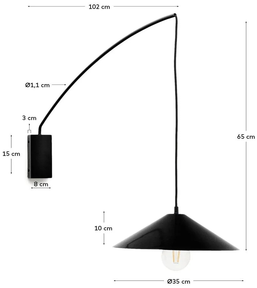 Černé nástěnné svítidlo ø 35 cm Kally – Kave Home