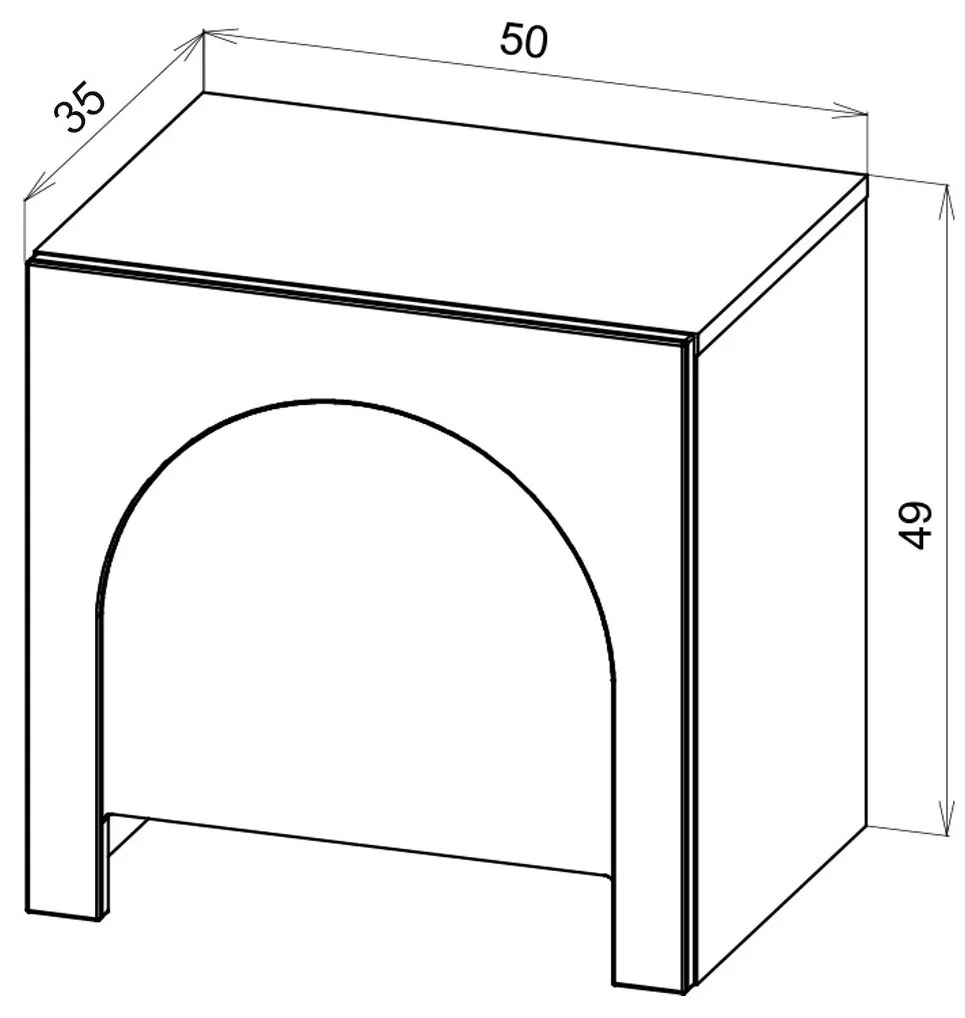 Noční stolek Arco 50 cm kašmírový