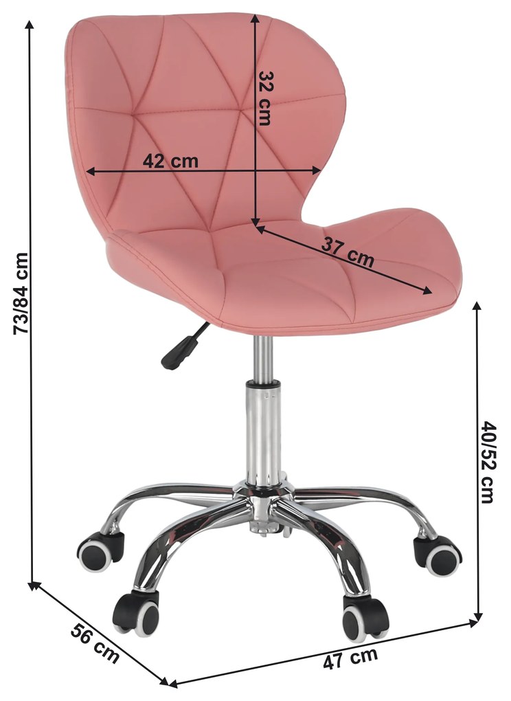 Kancelářská židle NOMI - kov, ekokůže, růžová / chrom