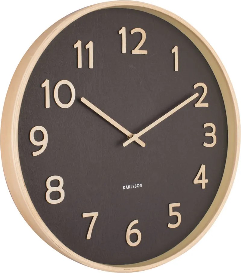 Nástěnné hodiny Pure s rámem ze dřeva 40 cm černé