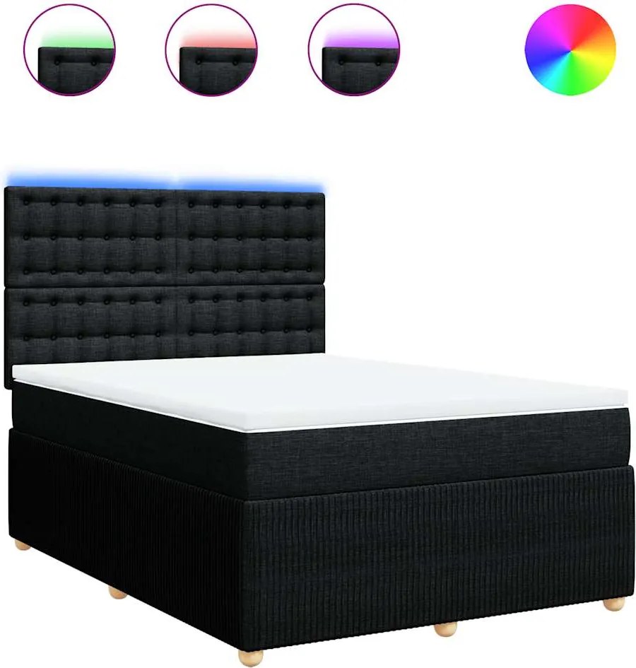 Box spring postel s matrací černá 140 x 190 cm textil 3294367