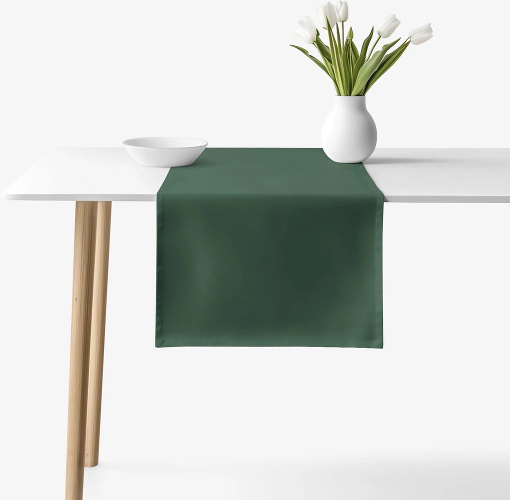 Goldea běhoun na stůl 100% bavlněné plátno - tmavě zelený 35x160 cm