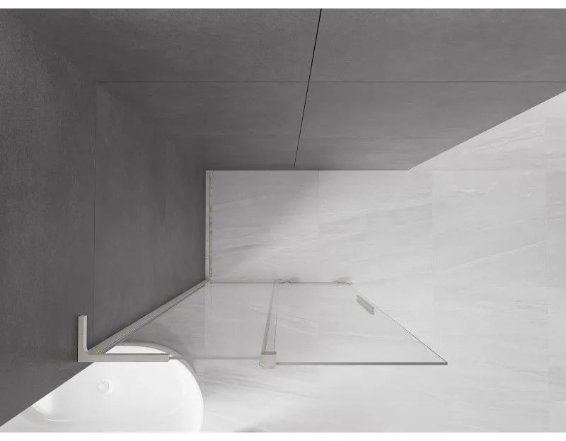 Mexen Velar L, posuvná sprchová zástěna Walk-in 100 x 200 cm, 8mm čiré sklo, broušená ocel, 871-100-003-03-97