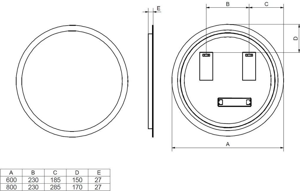 Comad Závěsné zrcadlo s LED osvětlením Venus ⌀80 cm