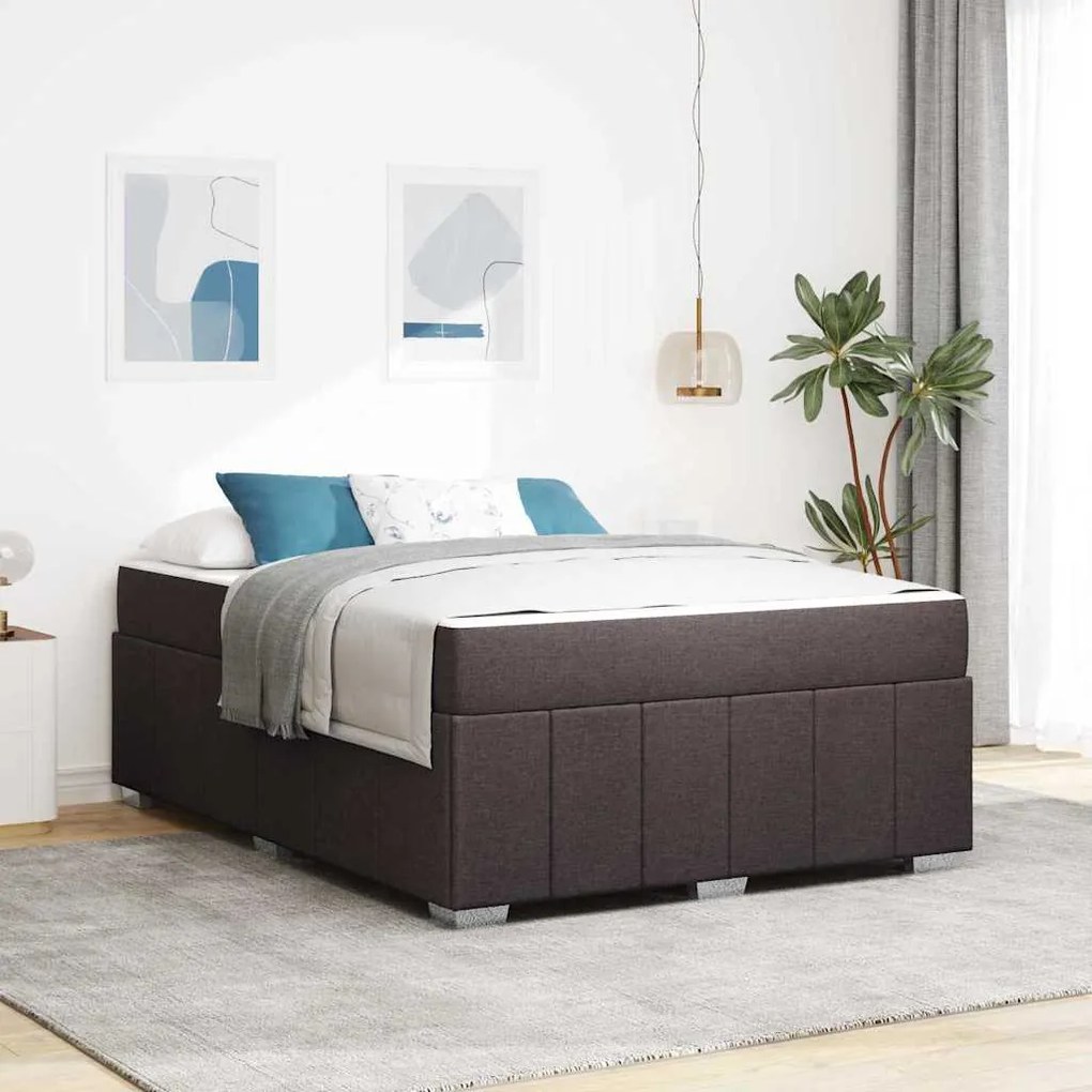 Rám postele s matrací Tmavě hnědá 140 x 200 cm textil 3398289