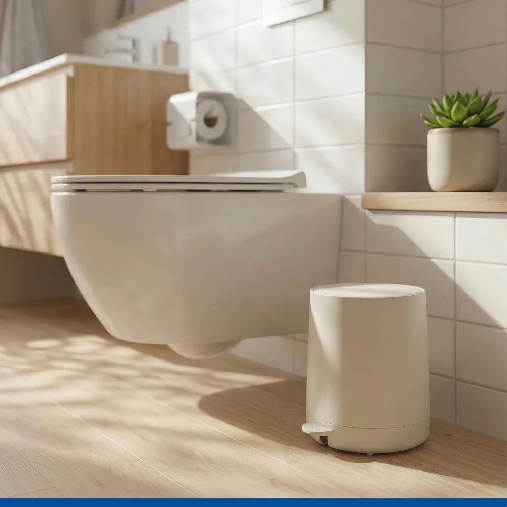 Krémový nášlapný plastový odpadkový koš 5 l Fablo – Wenko
