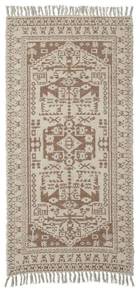 House Doctor Bavlněný koberec s třásněmi Wowe Beige 200×90 cm, béžová barva, textil