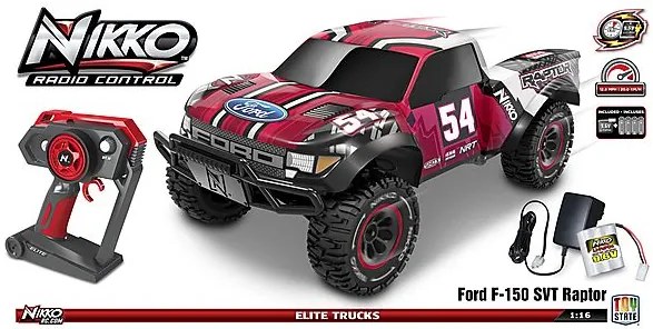 Nikko RC Model auta, Elite Trucks Ford F-150 Raptor, černo/červený
