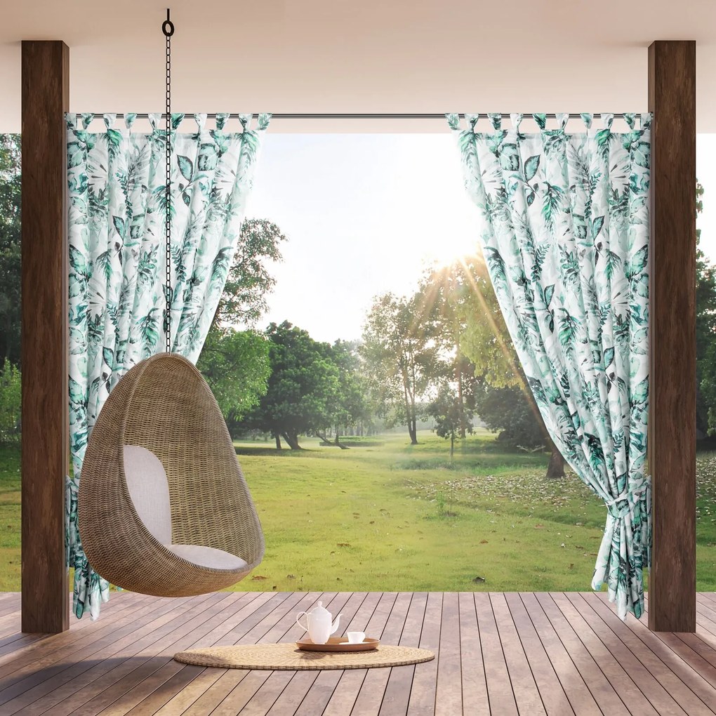 ZAHRADNÍ VODĚODOLNÝ ZÁVĚS NA POUTKÁCH GARDEN 155X240 CM LISTY