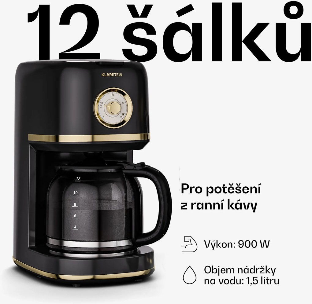 Klarstein Victoria kávovar s filtrem | 1,5 l | funkce udržování teploty | 12 šálků