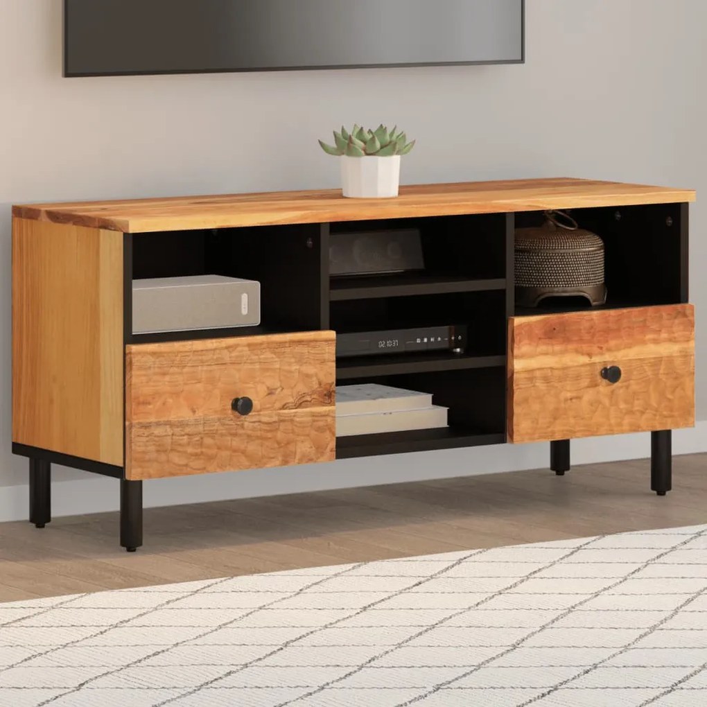 Tv Stolek 100 X 33 X 46 Cm - Černá / masivní mangovníkové dřevo